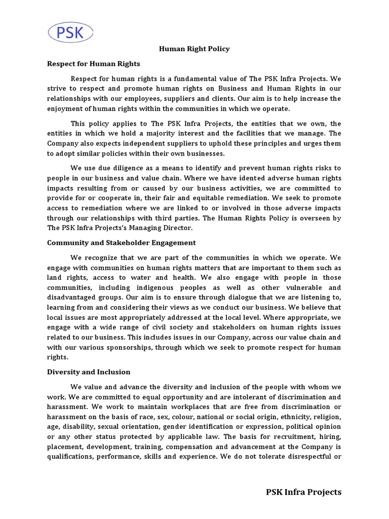 Human Right Policy | PDF