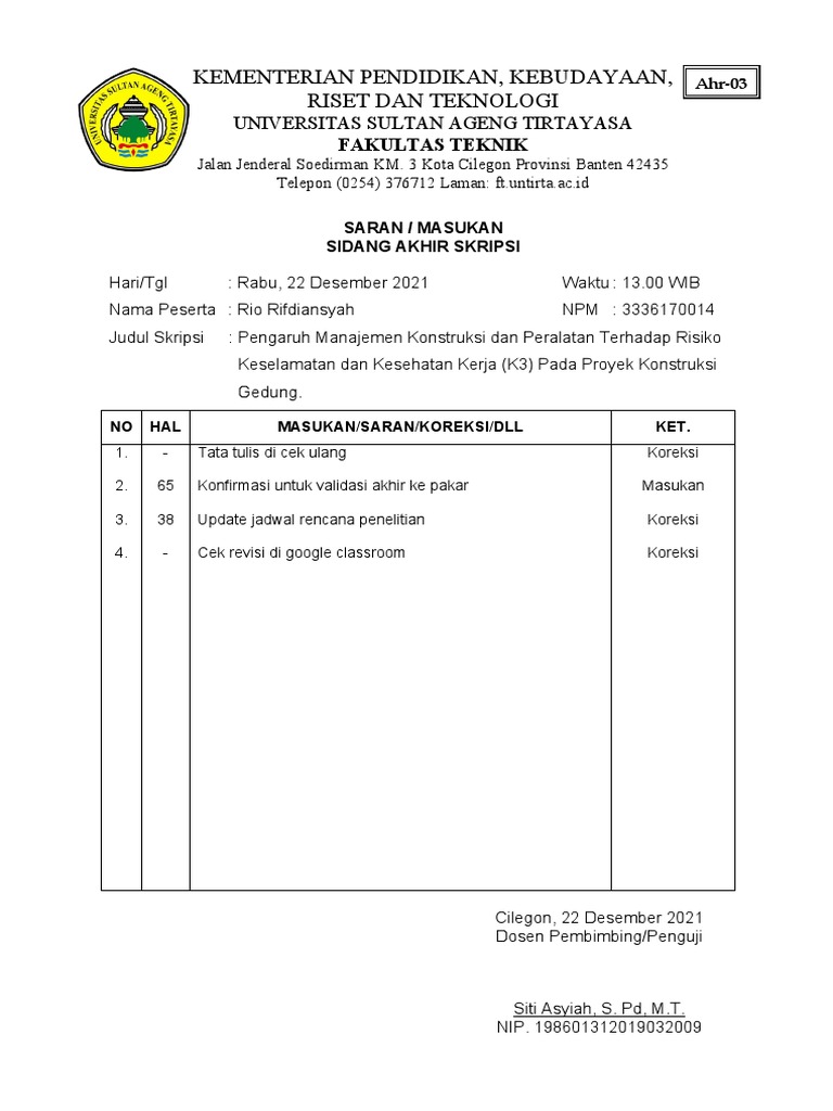 Form Akh-03 - Lembar Saran & Masukan - Sidang Akhir - Rio Rifdiansyah ...
