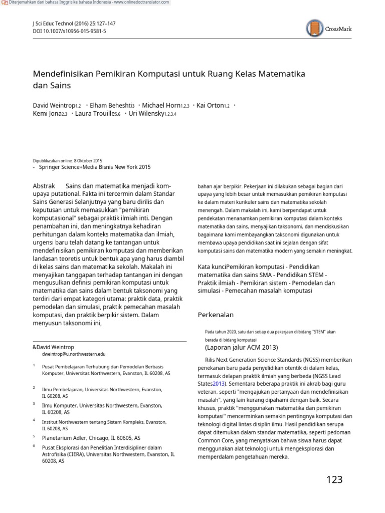 Weintrop Et Al. - 2015 - Defining Computational Thinking For Mathematics An - En.id | PDF | Seni ...