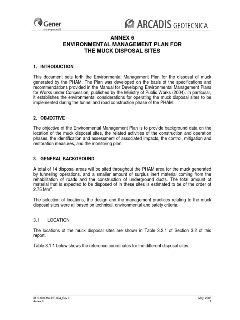 Muck Disposal Environmental Management Plan | PDF | Road | Surface Runoff