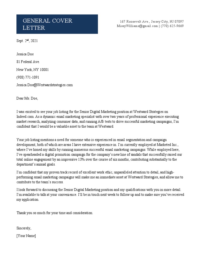 General Cover Letter Example | PDF