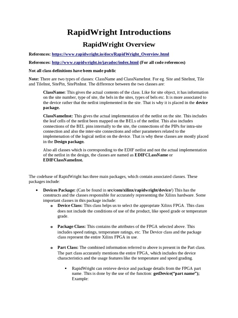 RapidWright Documentation (2) .Odt | PDF