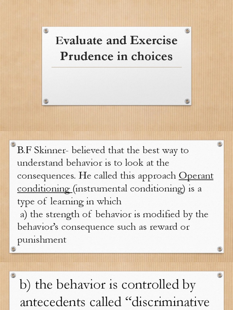 Evaluate and Exercise Prudence in Choices PDF | PDF