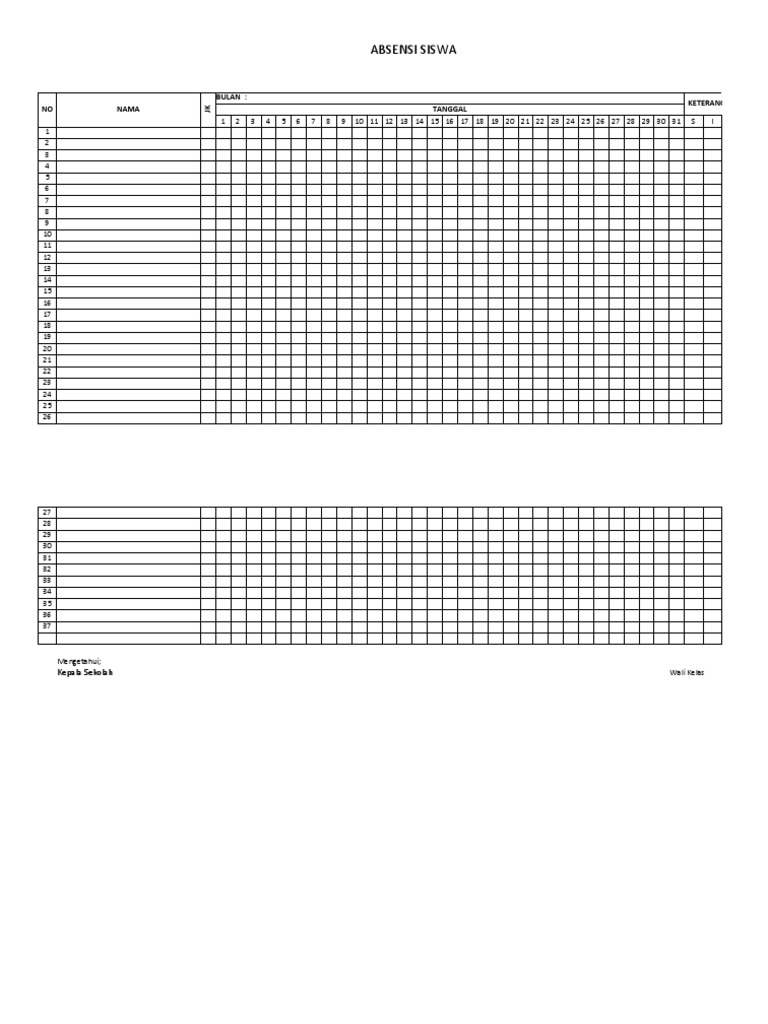 Format Absen 1 | PDF
