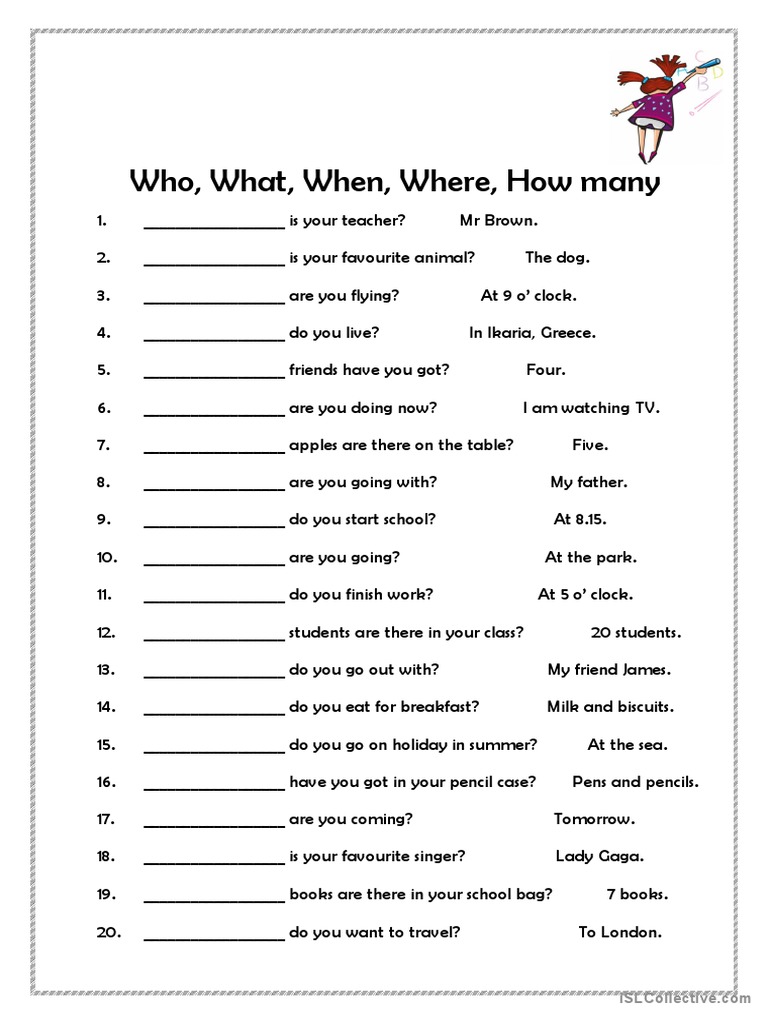 Who, What, When, Where, How Many | PDF | Social Science | Language Arts ...