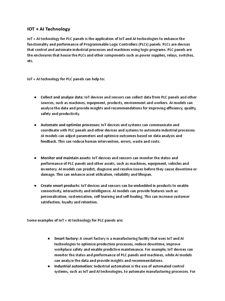 IOT+AI Technology | PDF | Internet Of Things | Programmable Logic Controller