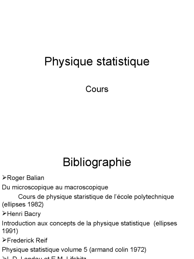Cours Statistique | PDF | Mécanique quantique | Physique statistique