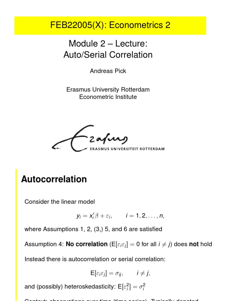 Econometrics 2 Module 2 Lecture | PDF