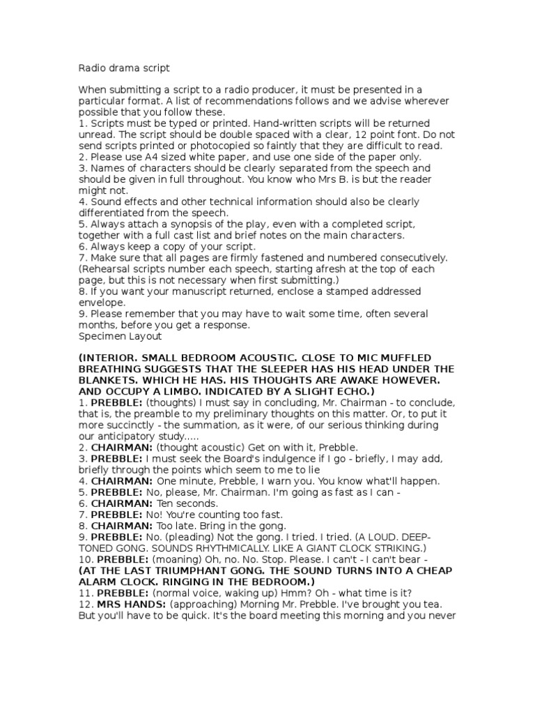 Radio Drama Script | PDF