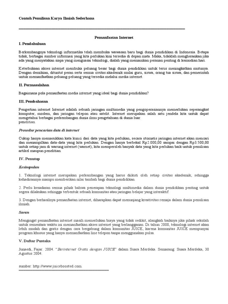 Contoh Penulisan Karya Ilmiah Sederhana | PDF