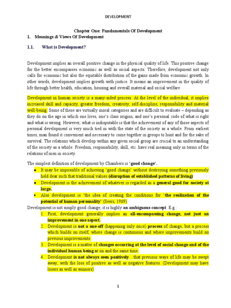 Chapter 1, Devt | PDF | Economic Growth | Sustainability