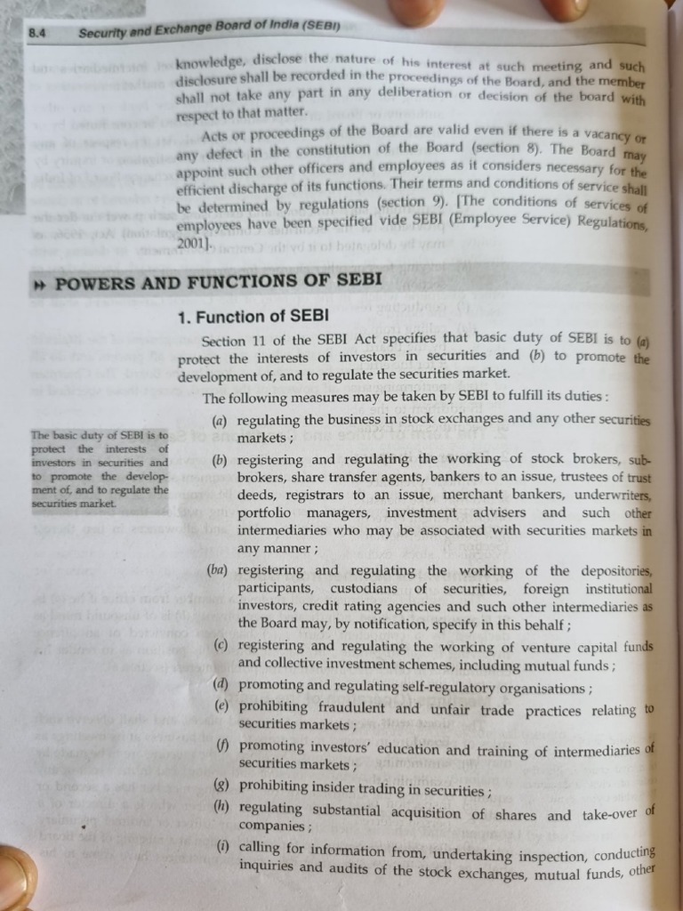 Powers & Functions of SEBI | PDF