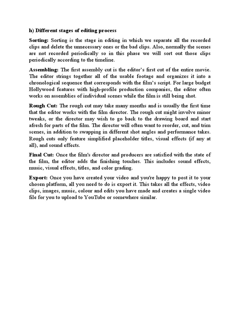 Film Editing Process Guide | PDF | Art | Computers