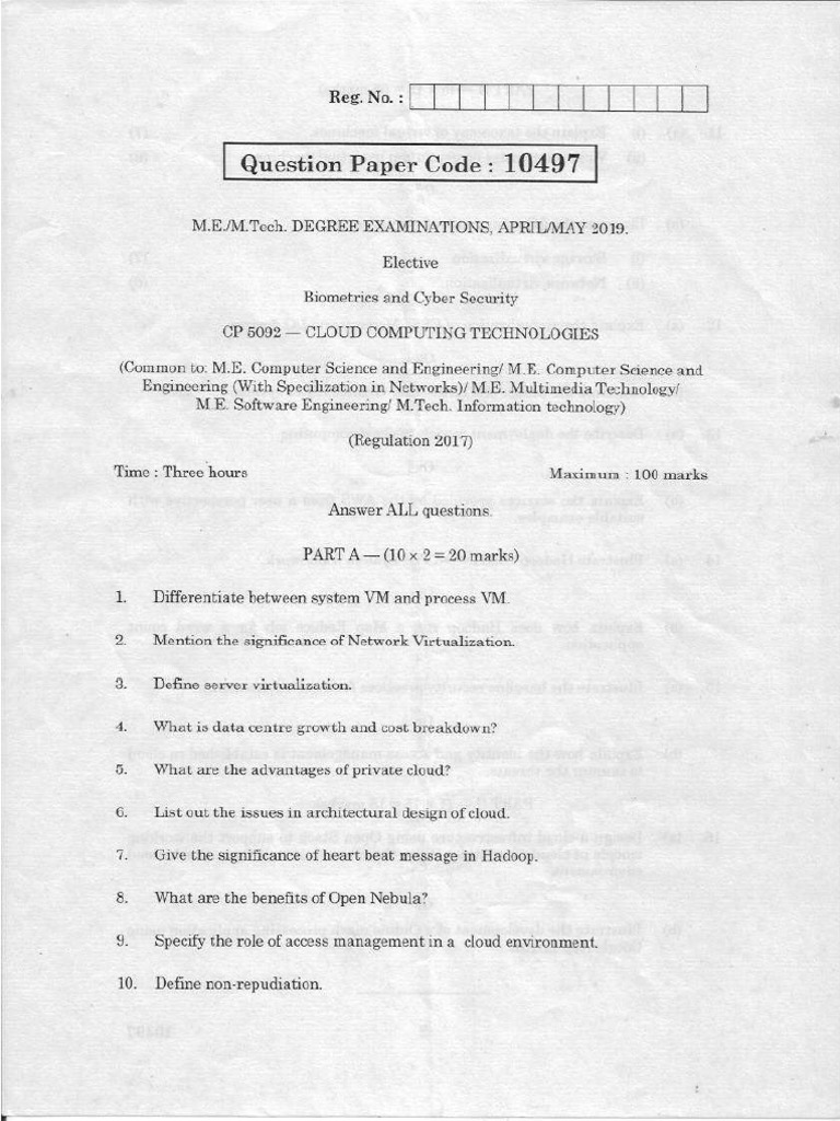 Anna University CP 5092-CLOUD COMPUTING TECHNOLOGIES | PDF