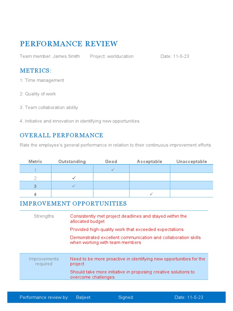 Team Performance Evaluation Summary | PDF