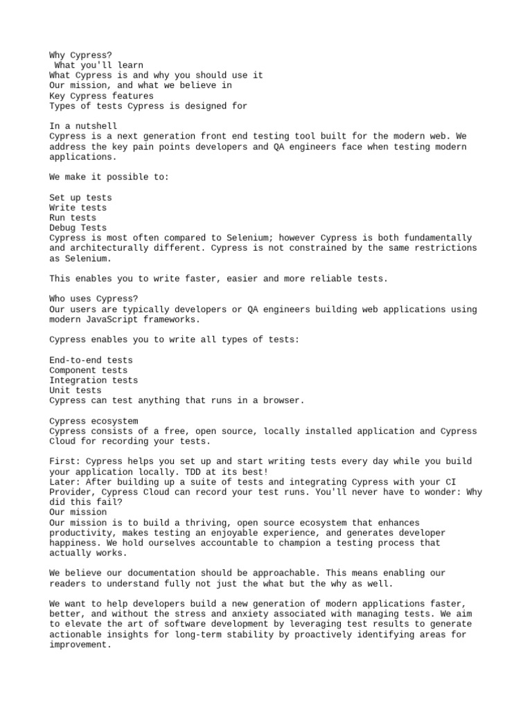 Why Cypress Is A Next Generation Front End Testing Tool Pdf Selenium Software Systems 