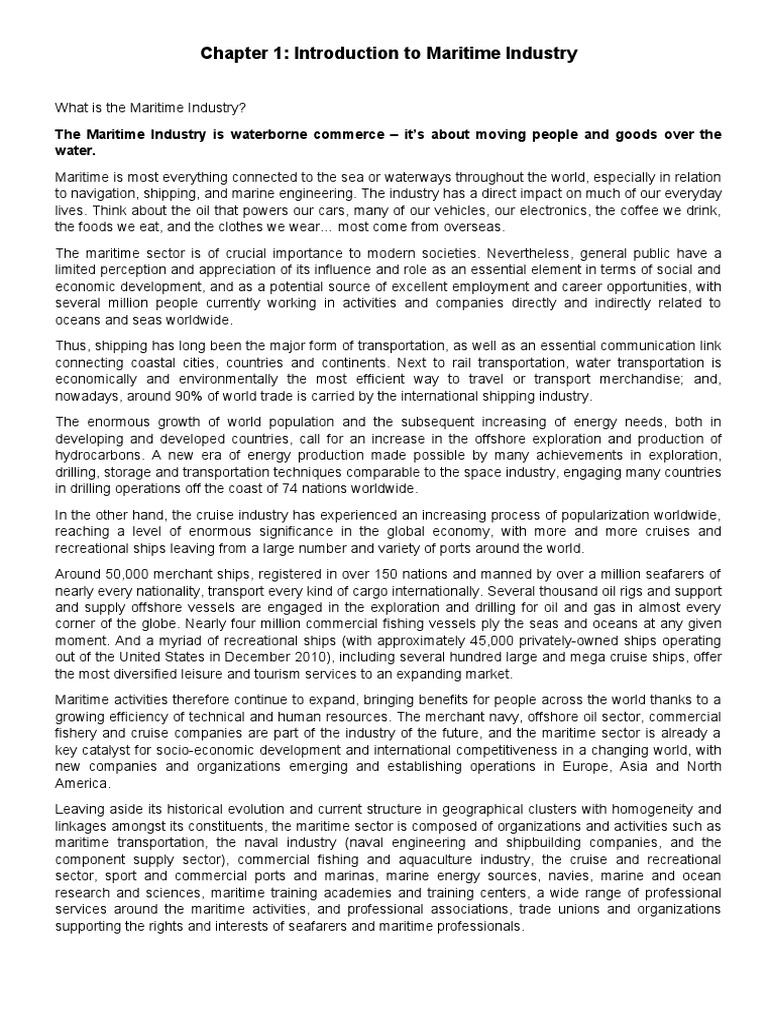 Module 8 - Introduction To Maritime Industry - Notes Chapter 1,2.3,4 ...