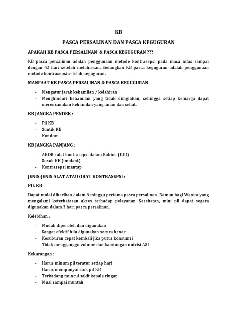 KB Pasca Persalinan dan Keguguran | PDF