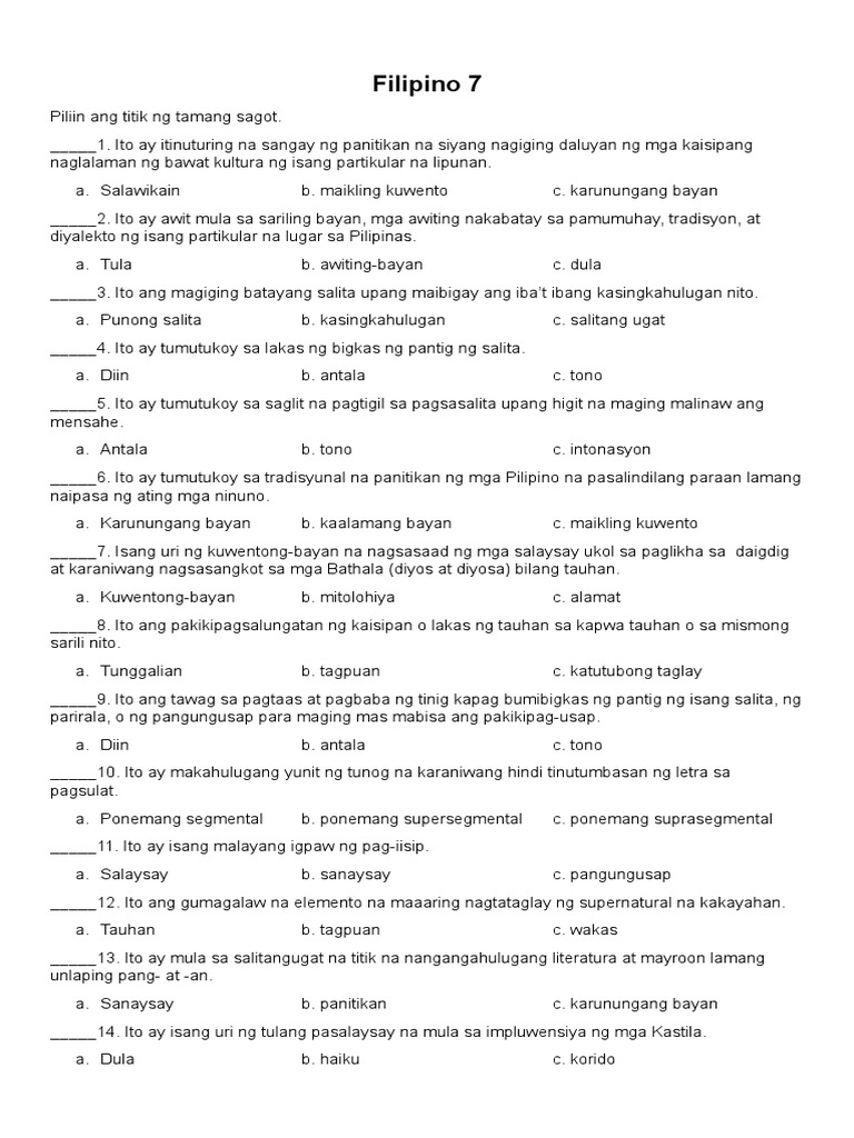Q3 Filipino | PDF