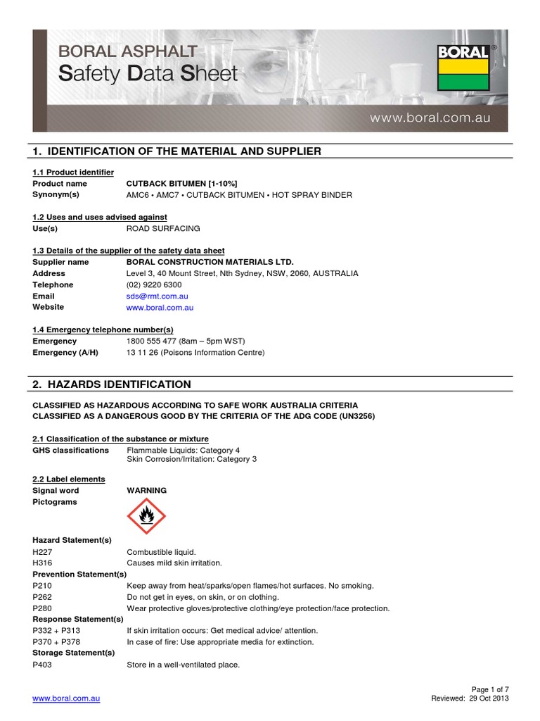 03 - FDS Bitume Fluidifié Cut-Back 01 (ANGLAIS) | PDF