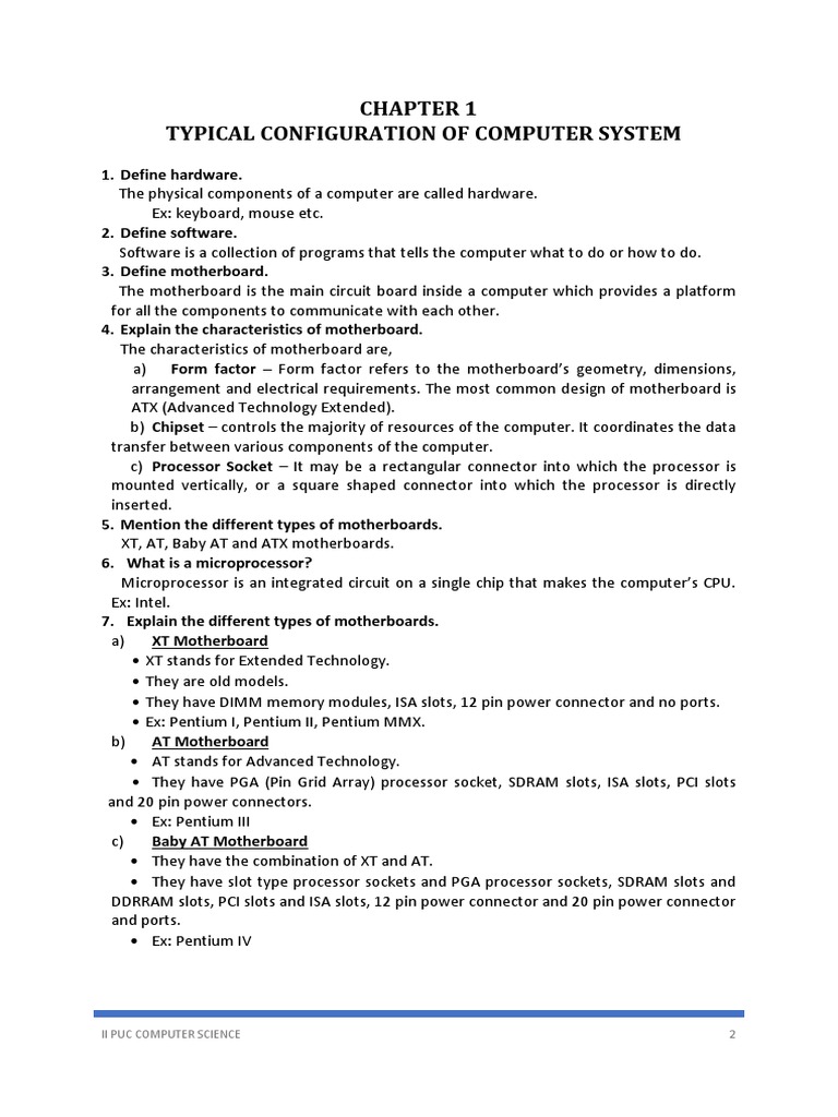 An Overview of Computer Hardware Components and Motherboard Architecture | PDF | Random Access ...