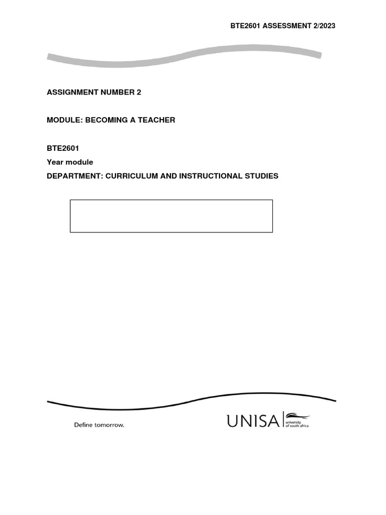 Bte2601 Assignment Number 2 | PDF | Pedagogy | Teachers