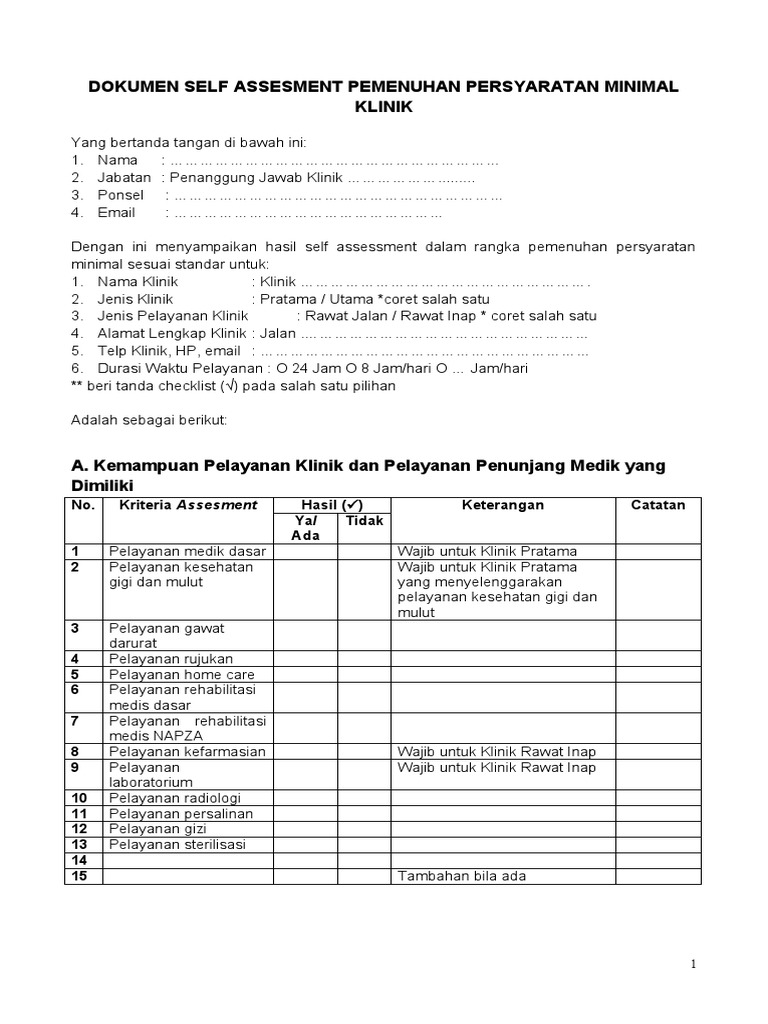 Self Assesment Klinik PMK 14 TH 2021 | PDF | Sains & Matematika