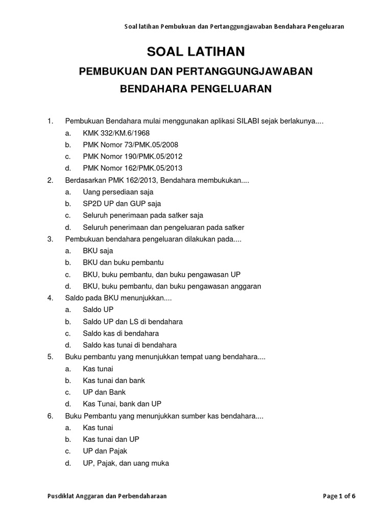Soal Latihan BP APBN - Pembukuan | PDF