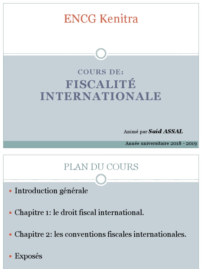 Cours Complet Fiscalité Internationale | PDF
