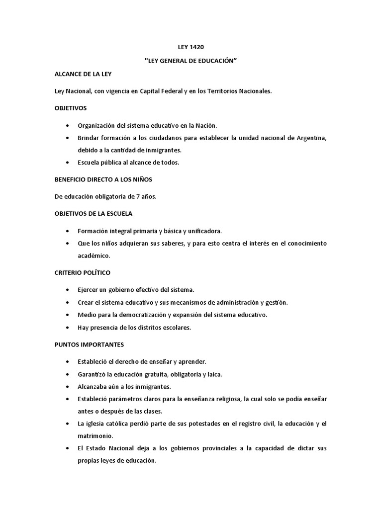 Ley 1420 | PDF