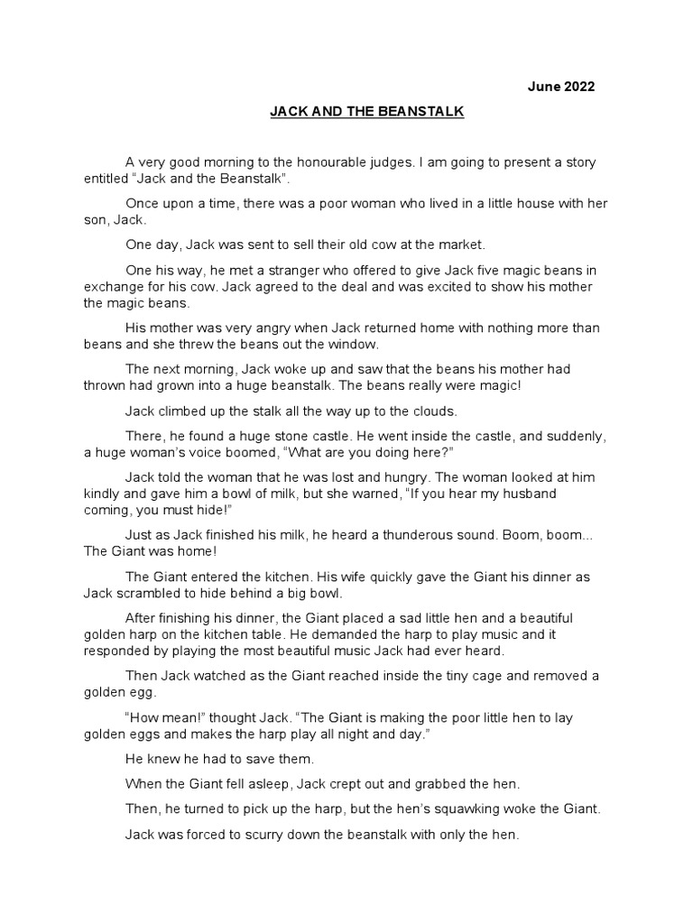 Jack and the Beanstalk: A Summary of the Classic Fairy Tale About a Boy, Some Magic Beans, a ...