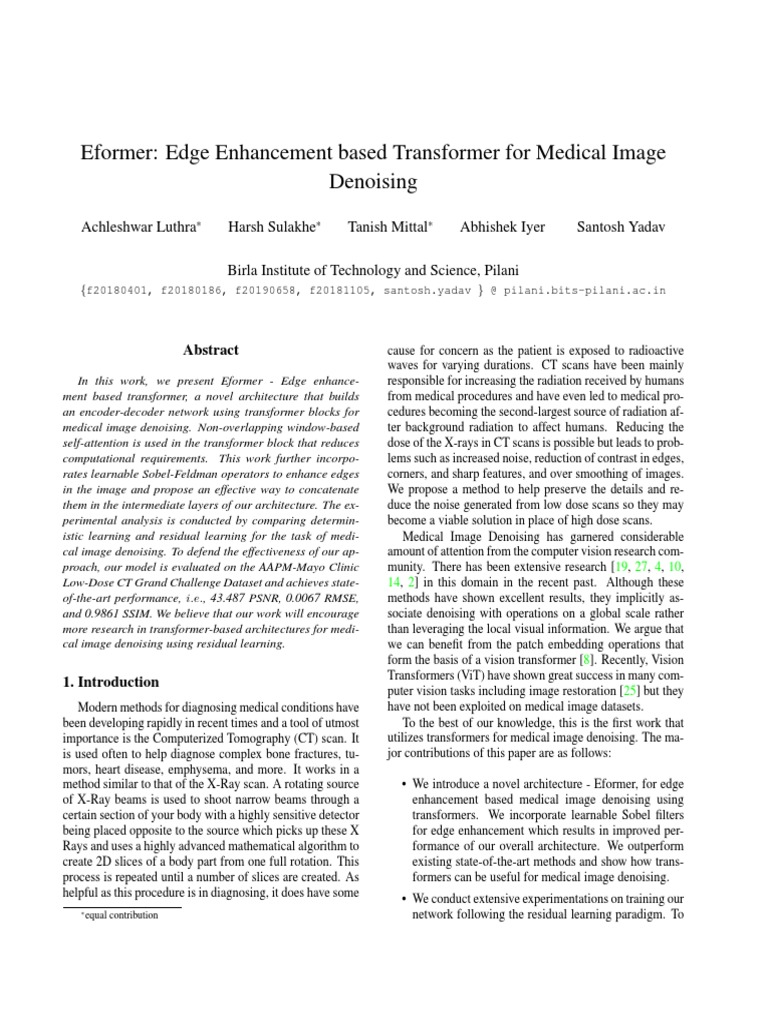 Edge Enhancement Based Transformer For Medical Image Denoising PDF ... Edge Enhancement Based Transformer For Medical Image Denoising PDF ...