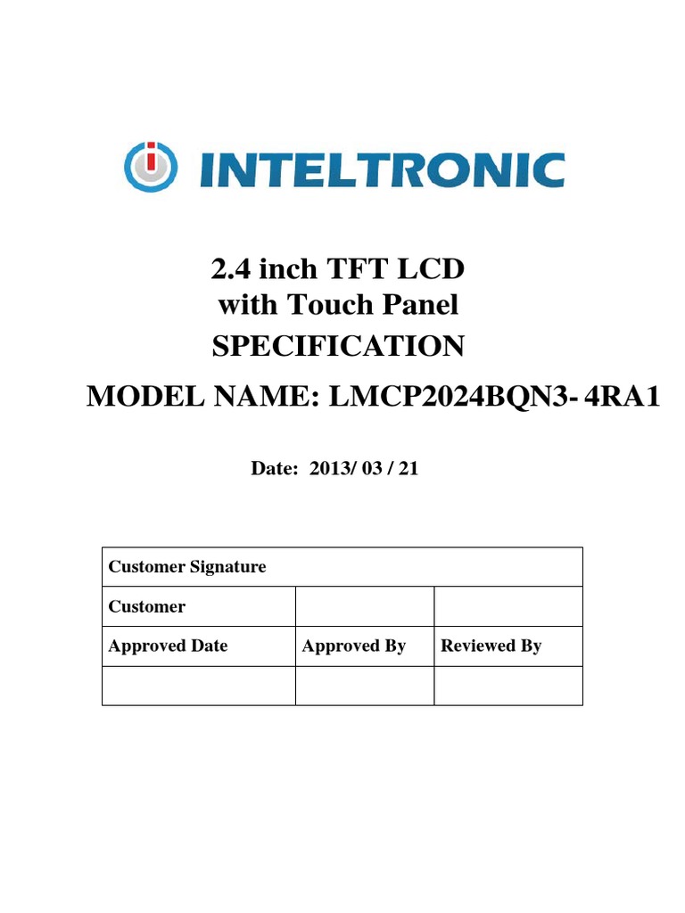 2.4 TFT LCD Datasheet PDF | PDF | Thin Film Transistor Liquid Crystal ...