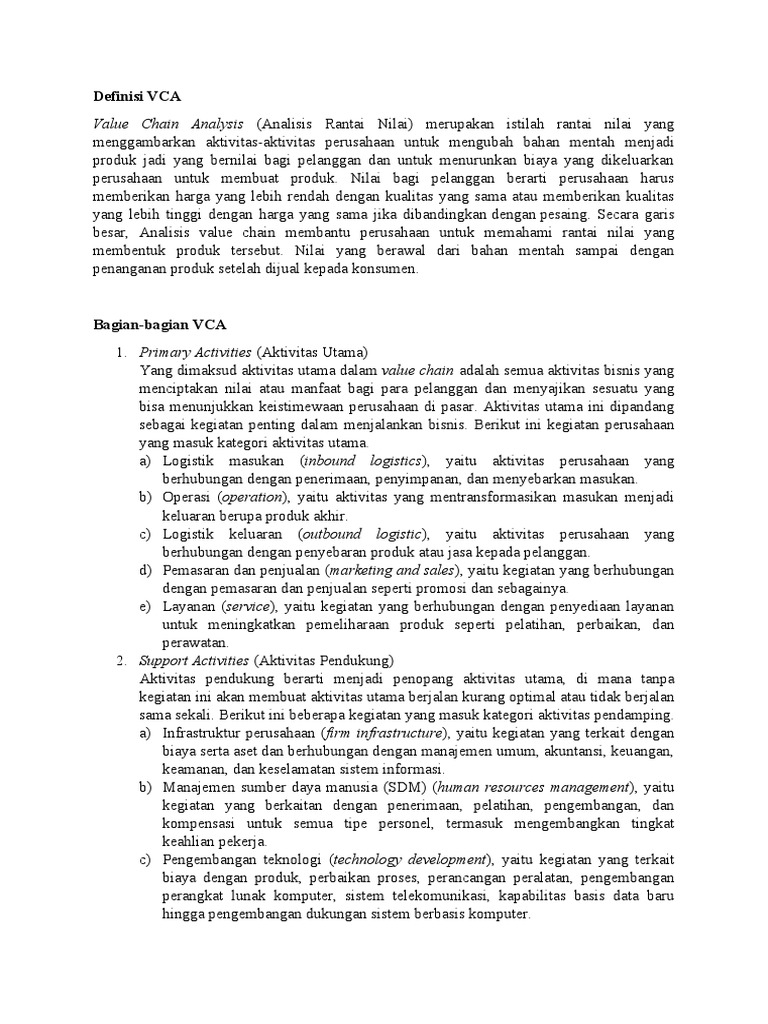 Definisi dan Bagian VCA.docx | PDF