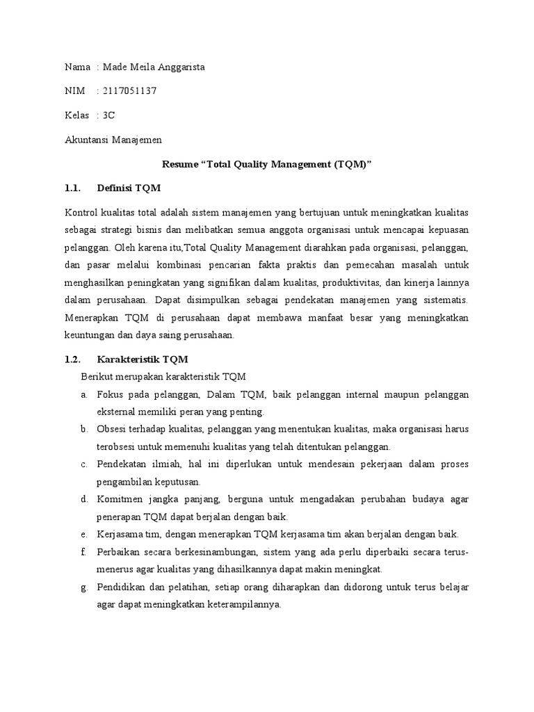 Resume TQM | PDF