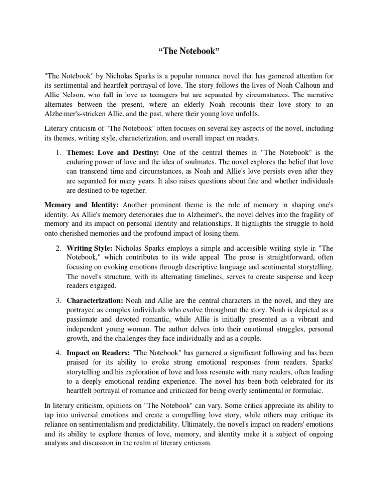 The Notebook | PDF | Novels | Romance Novels