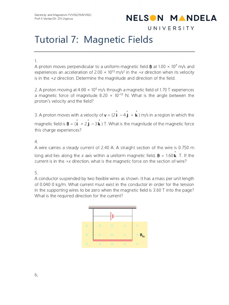 Magnetic Fields Tutorial 7: Magnetic Forces and Fields | PDF | Magnetic ...