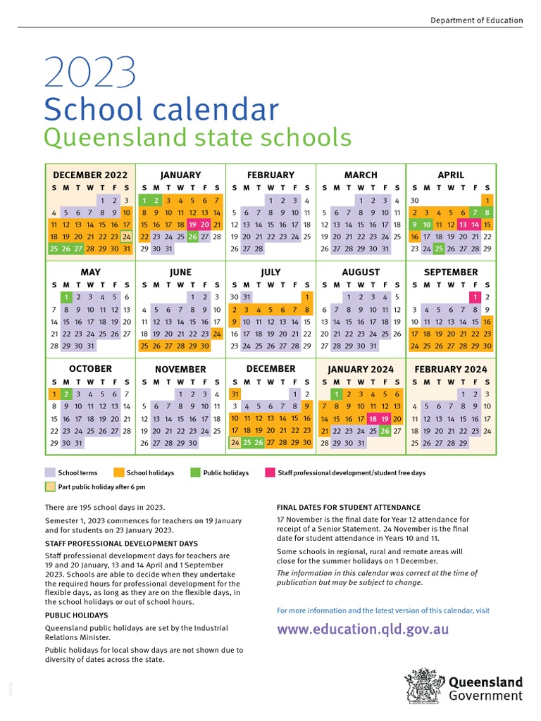 Queensland School Calendar 2023 | PDF | Academia