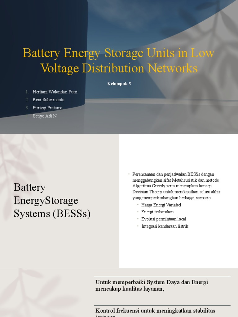 Battery Energy Storage Units in Low Voltage Distribution | PDF | Teknologi & Rekayasa