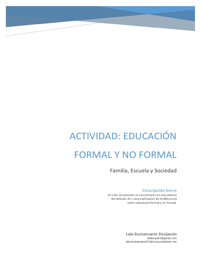 Actividad: Educación Formal y No Formal | PDF | Sociedad | Aprendizaje