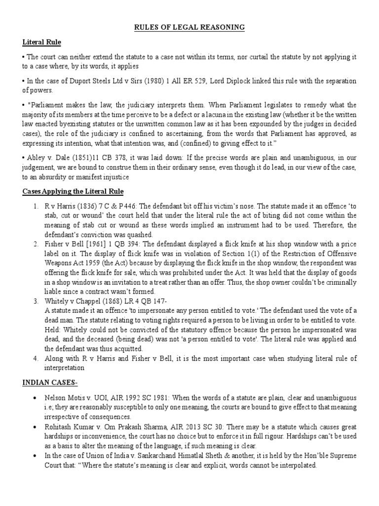 Understanding Legal Reasoning Rules | PDF | Statutory Interpretation ...