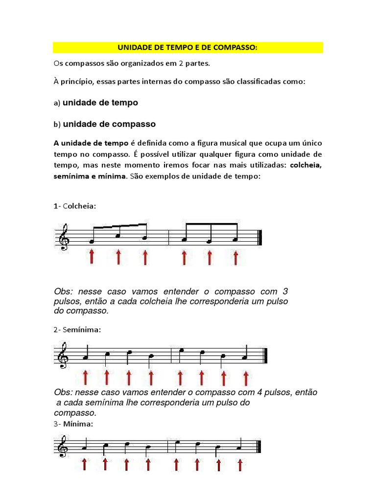 Unidade de Tempo e de Compasso | PDF | Teoria da Música | Técnicas musicais