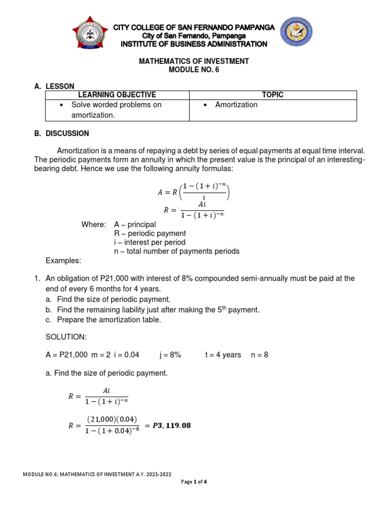 Mathematics of Investment 6 | PDF | Finance & Money Management ...
