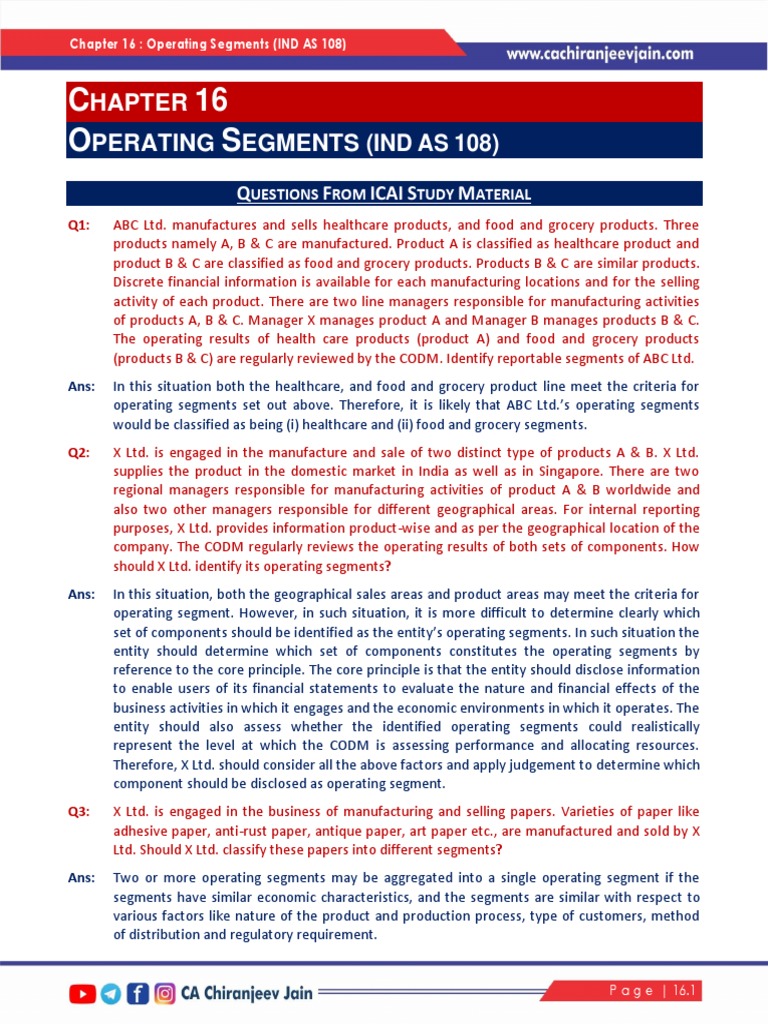 16 - IND AS 108 - Operating Segment Final (R) | PDF | Expense | Taxes