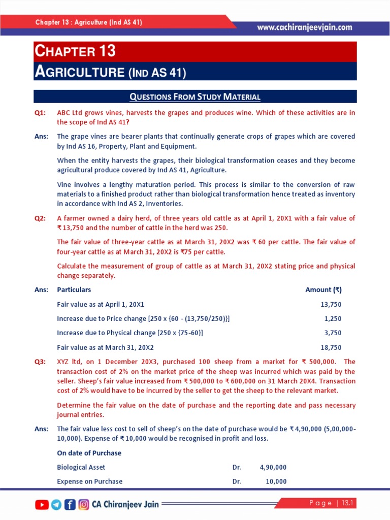 13 - IND AS 41 - Agriculture (R) | PDF