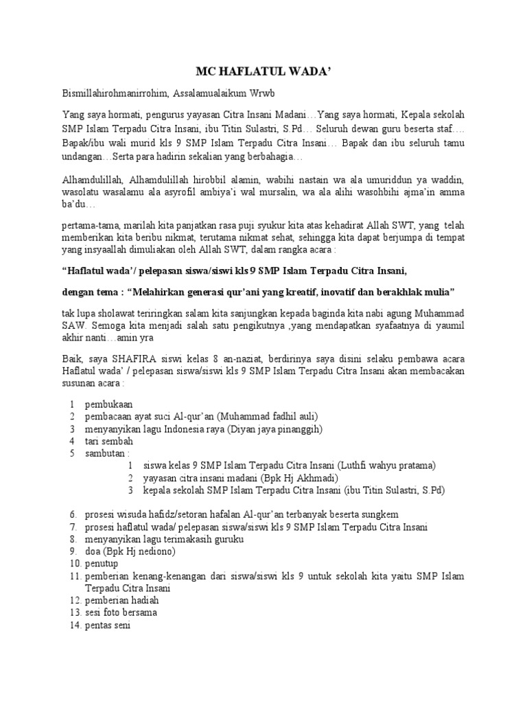 MC Haflatul Wada | PDF