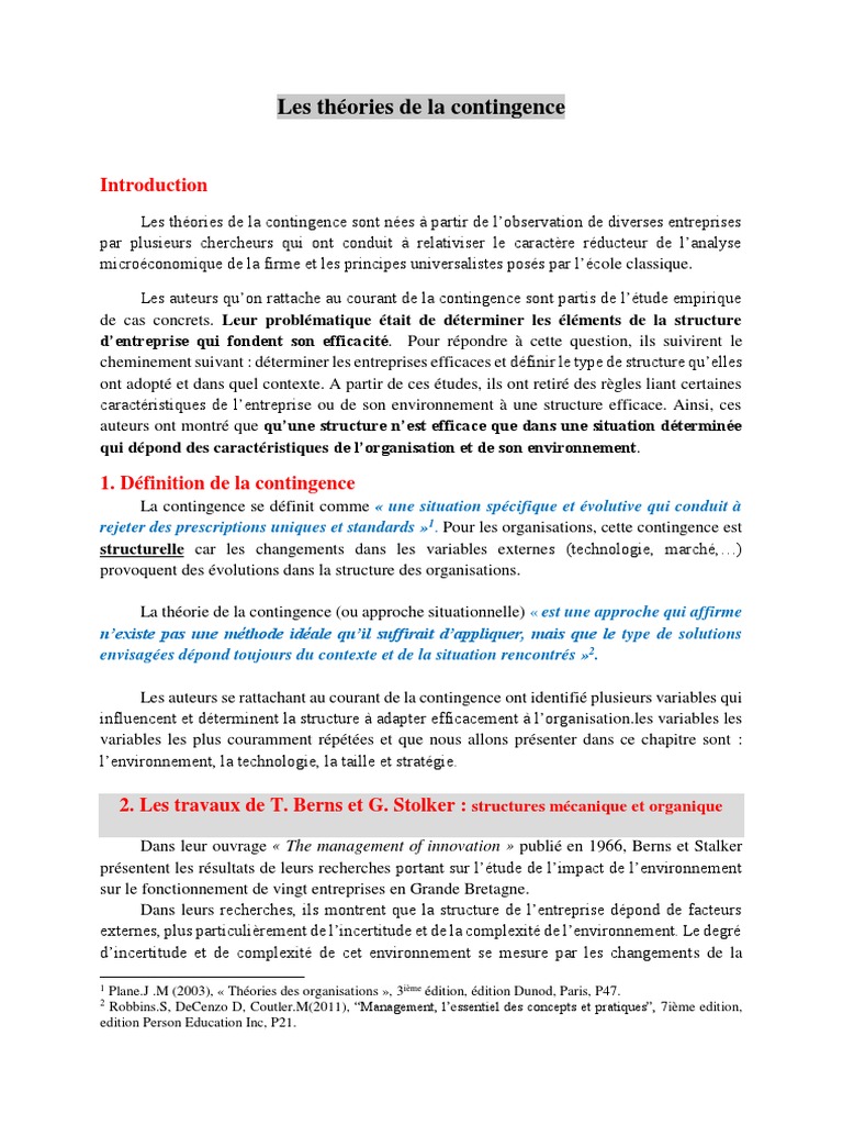 Les Théories de La Contingence | PDF | Business | Environnement naturel