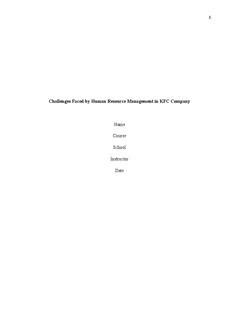 Challenges Facing HRM in KFC - Edited | PDF | Human Resource Management ...