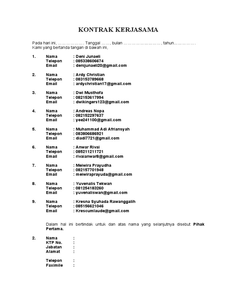 SURAT PERJANJIAN KERJA RIDERS KLa | PDF
