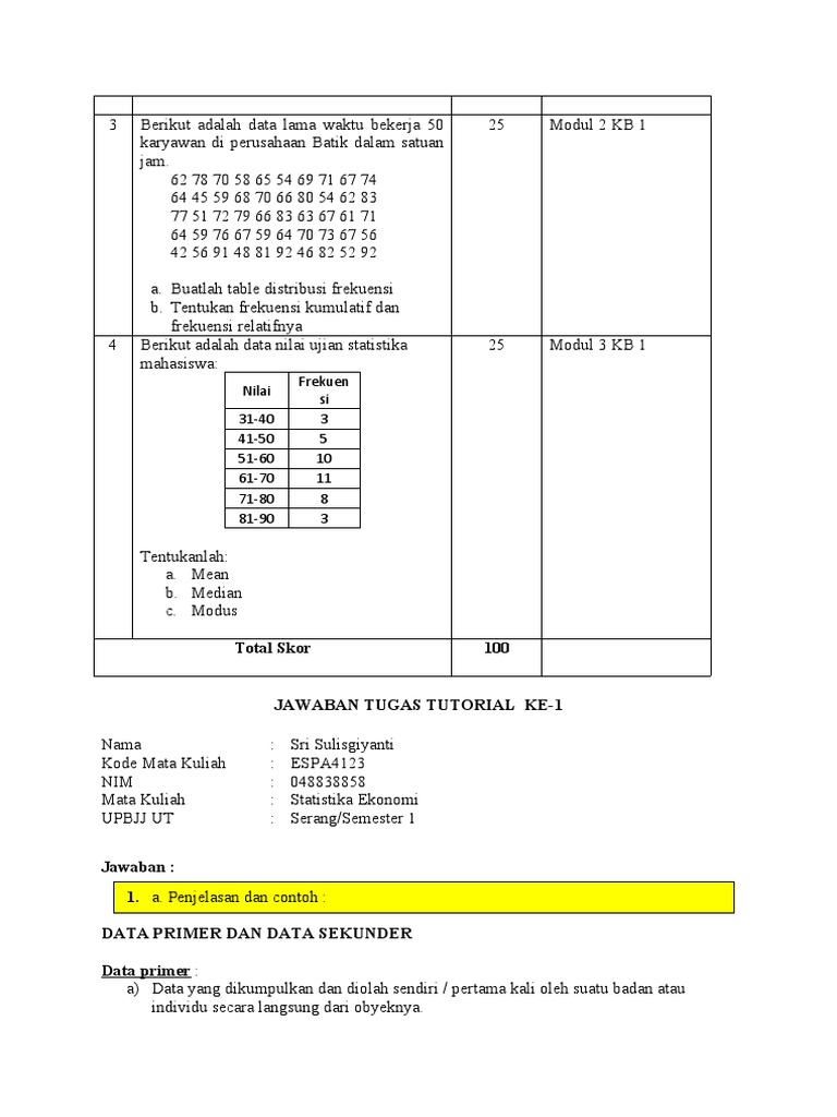 Tugas Tutorial Espa4123 Ke 1 | PDF